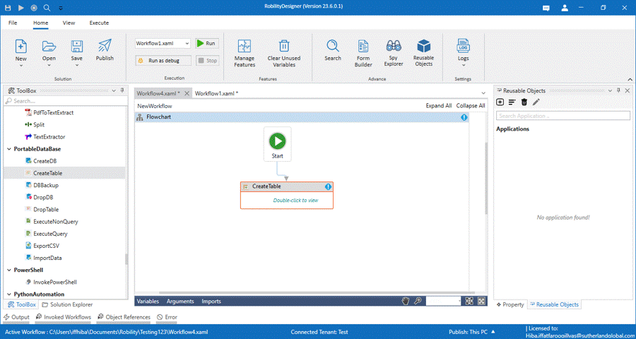 Create Table Robility Docs 